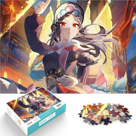 Genshin Impact Hu Tao 1000 Piece Circular Puzzle Brain Intelligence Challenge 26.5"x26.5" Great ...