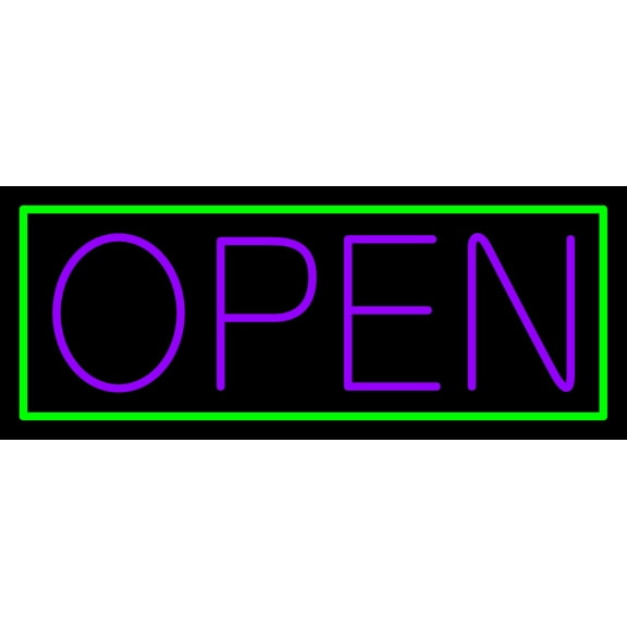 Purple Border With White Open LED Neon Sign 13 x 24 - inches, Black ...