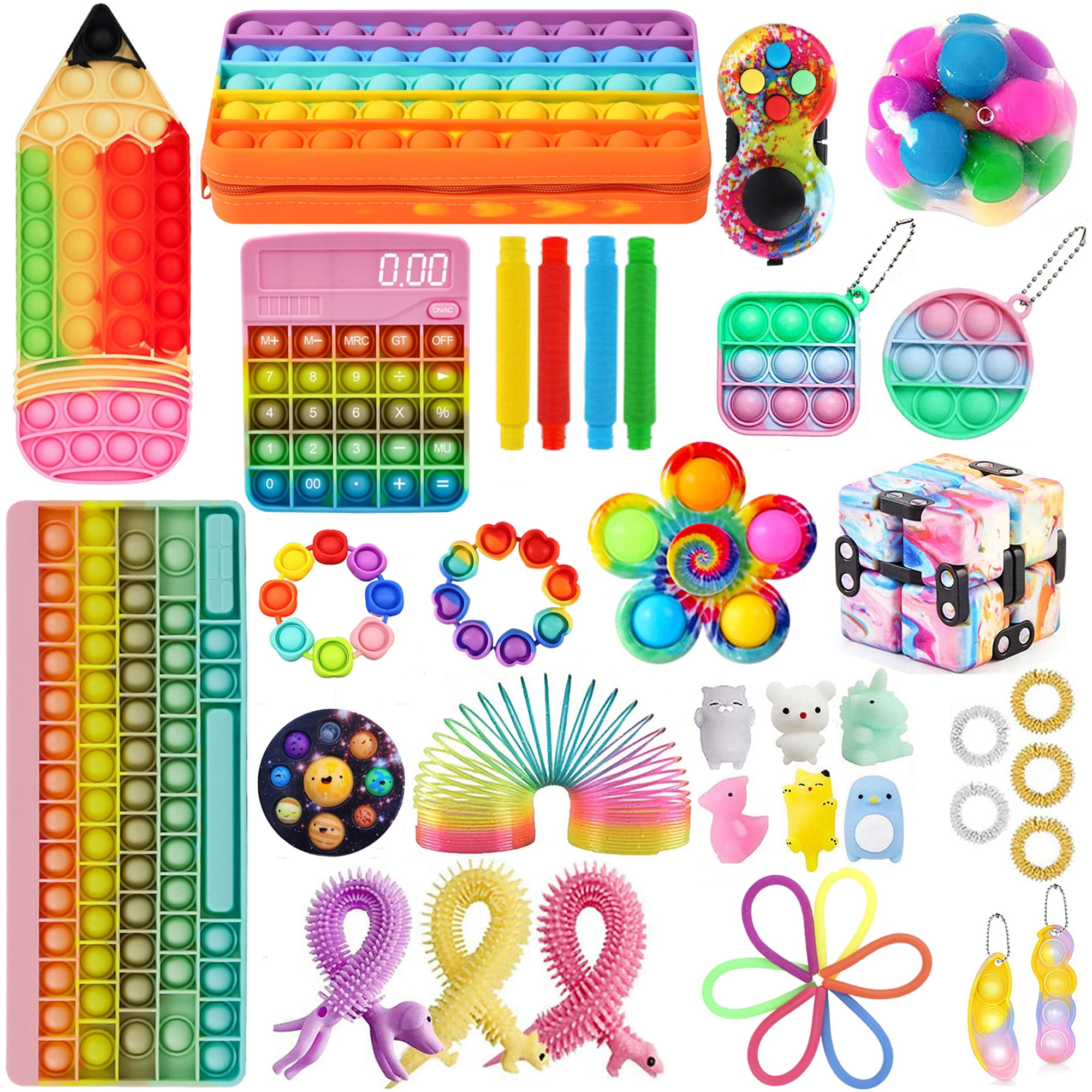 40pcs Fidget Packs Fidget Toys Pack with Big Keyboard Push Bubble Pop ...