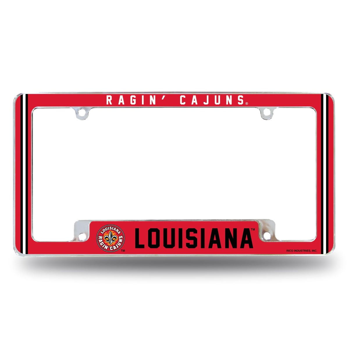 Louisiana Lafayette NCAA Ragin' Cajuns Chrome Metal License Plate Frame ...
