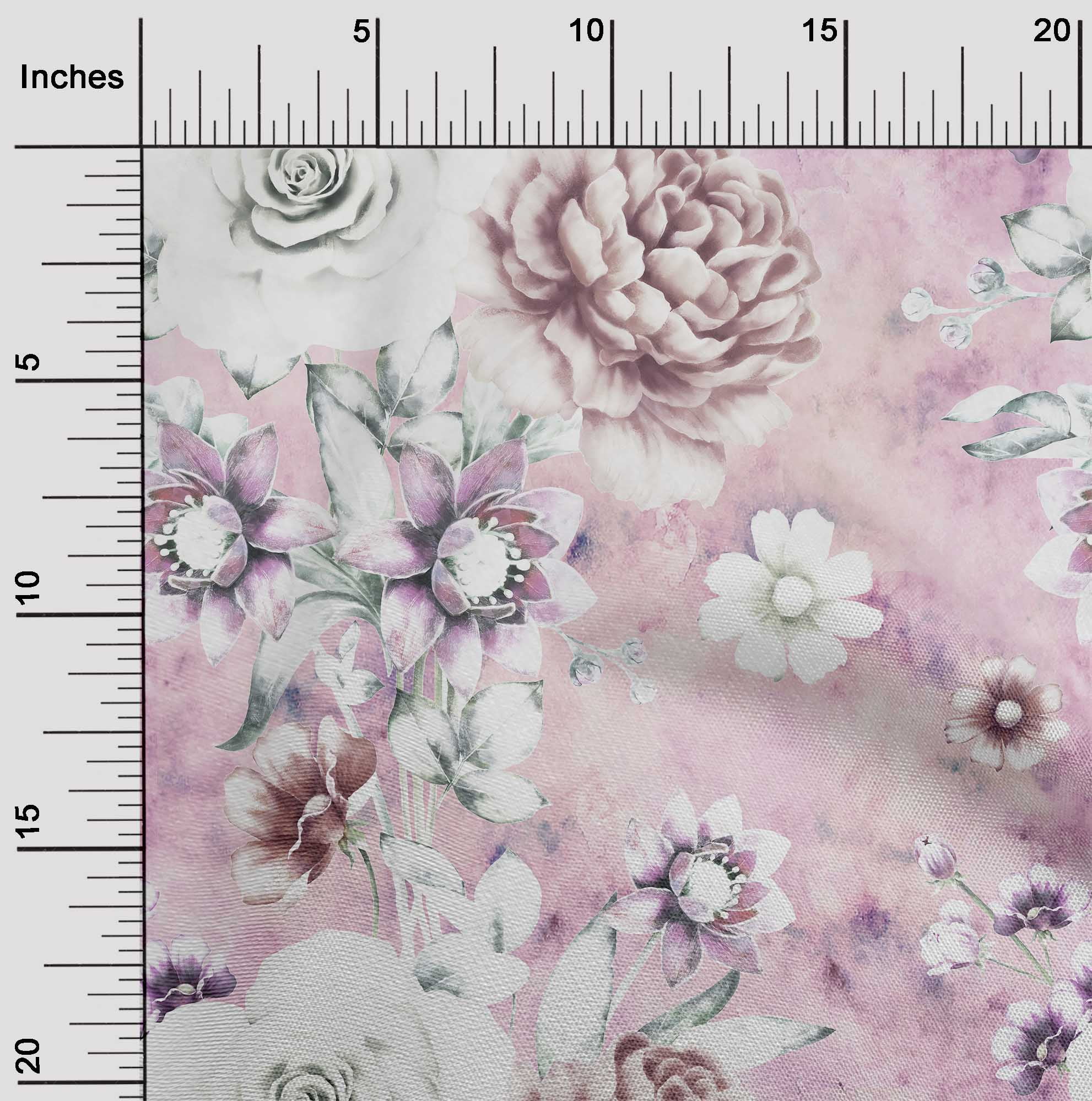 oneOone Velvet Rose Pink Fabric Florals Dress Material Fabric Print ...