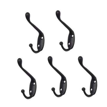5pcs Dual Hooks Metal Hook Coat Key Double DIY Hat Hook Holder w Screws ...