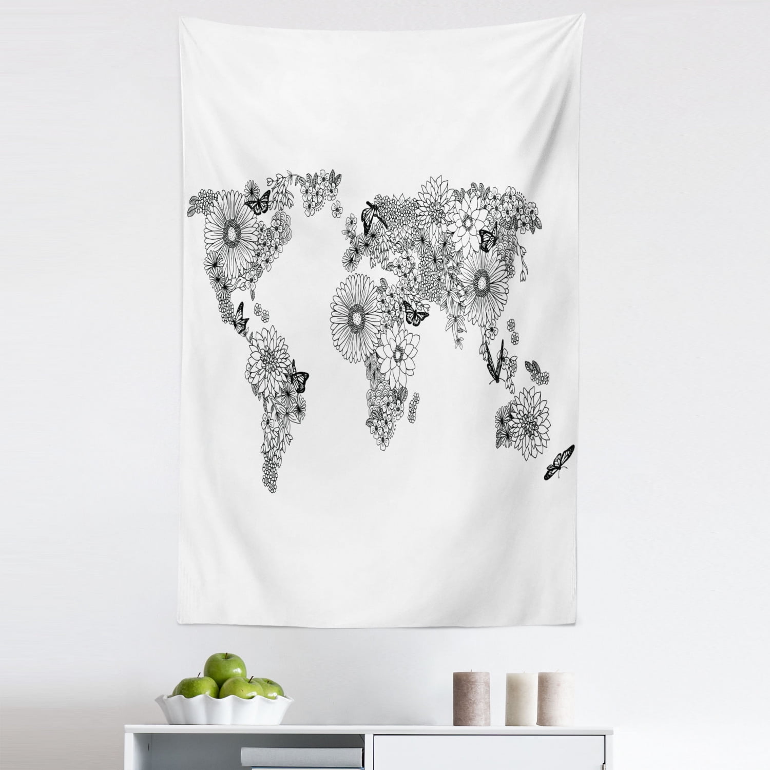 Earth Tapestry, Planet Petals Atlas Butterflies Flying on Continents ...