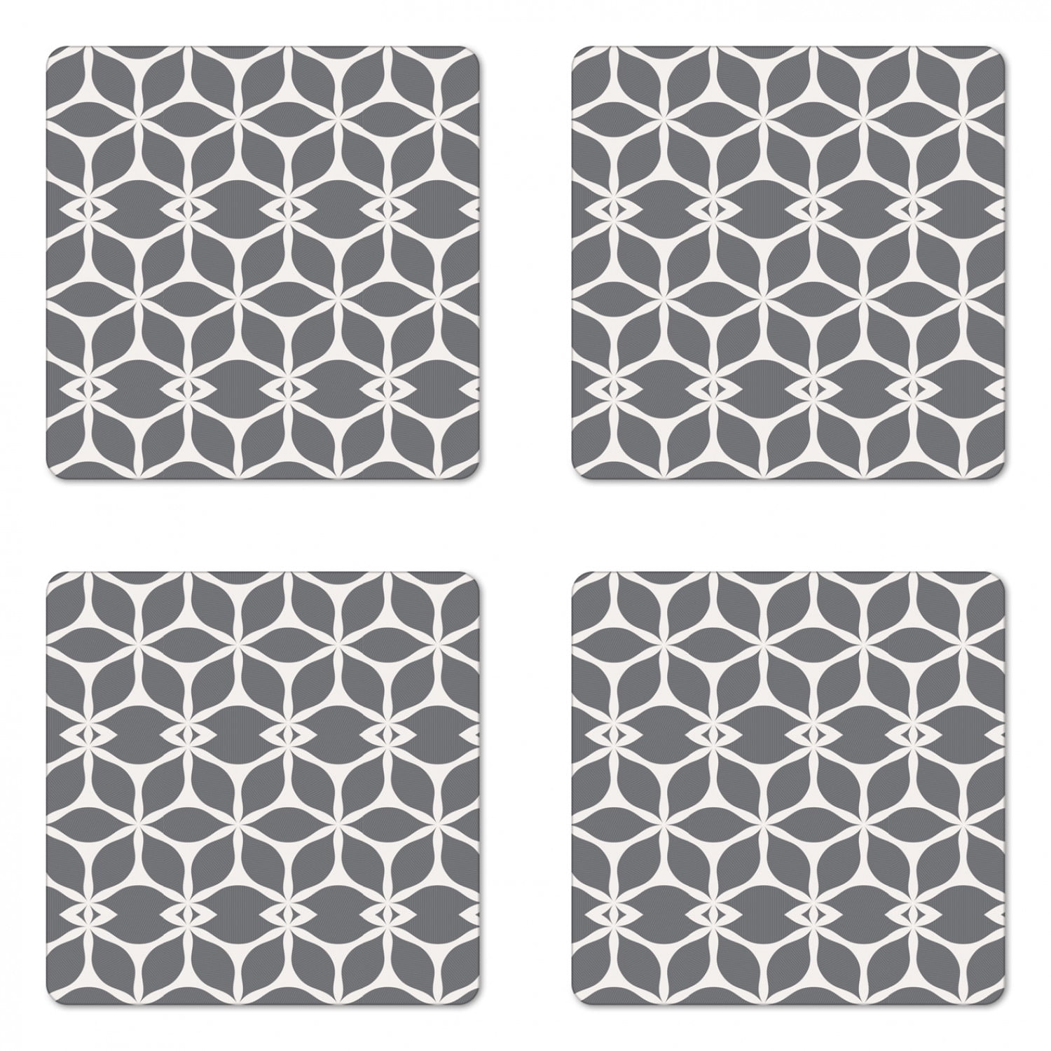 Abstract Coaster Set of 4, Pattern of Connected Floral Formations ...