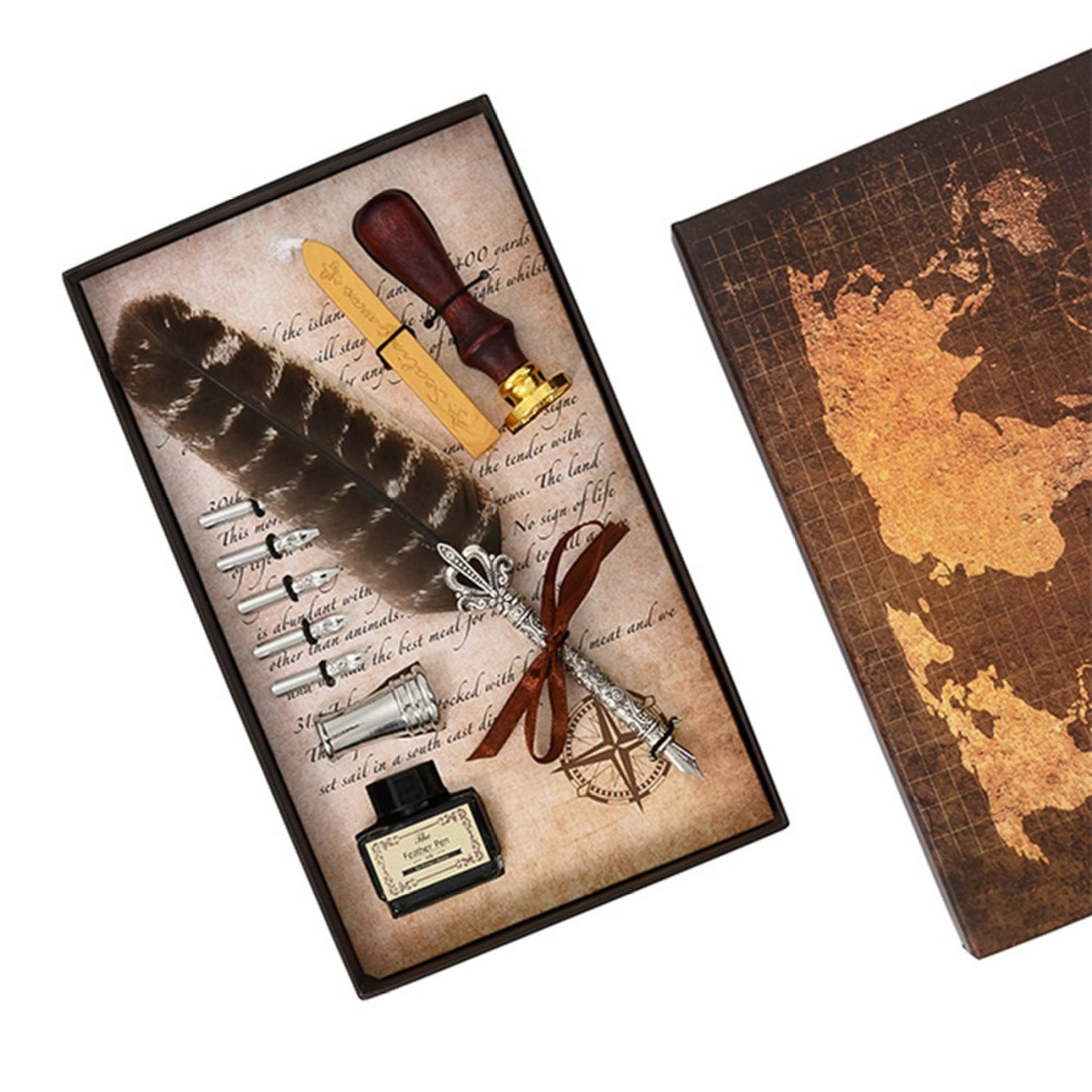 EUBUY Quill Pen Writing Feather Pen Dip Calligraphy Pen Set with 5 ...