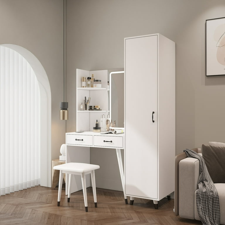 White wardrobe with dressing table store
