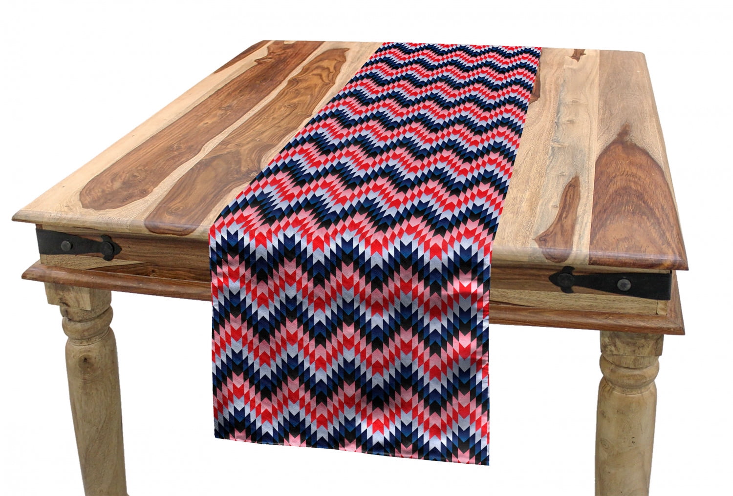 Tribal Table Runner, Cultural Chevron Aztec Pattern with Waving ...
