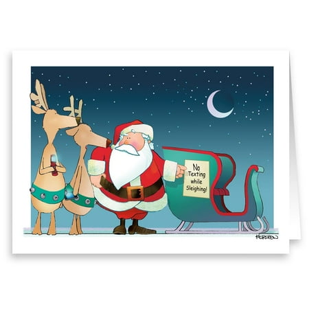 Santa Says No Texting Christmas Card 18 Cards & Envelopes - Walmart.com