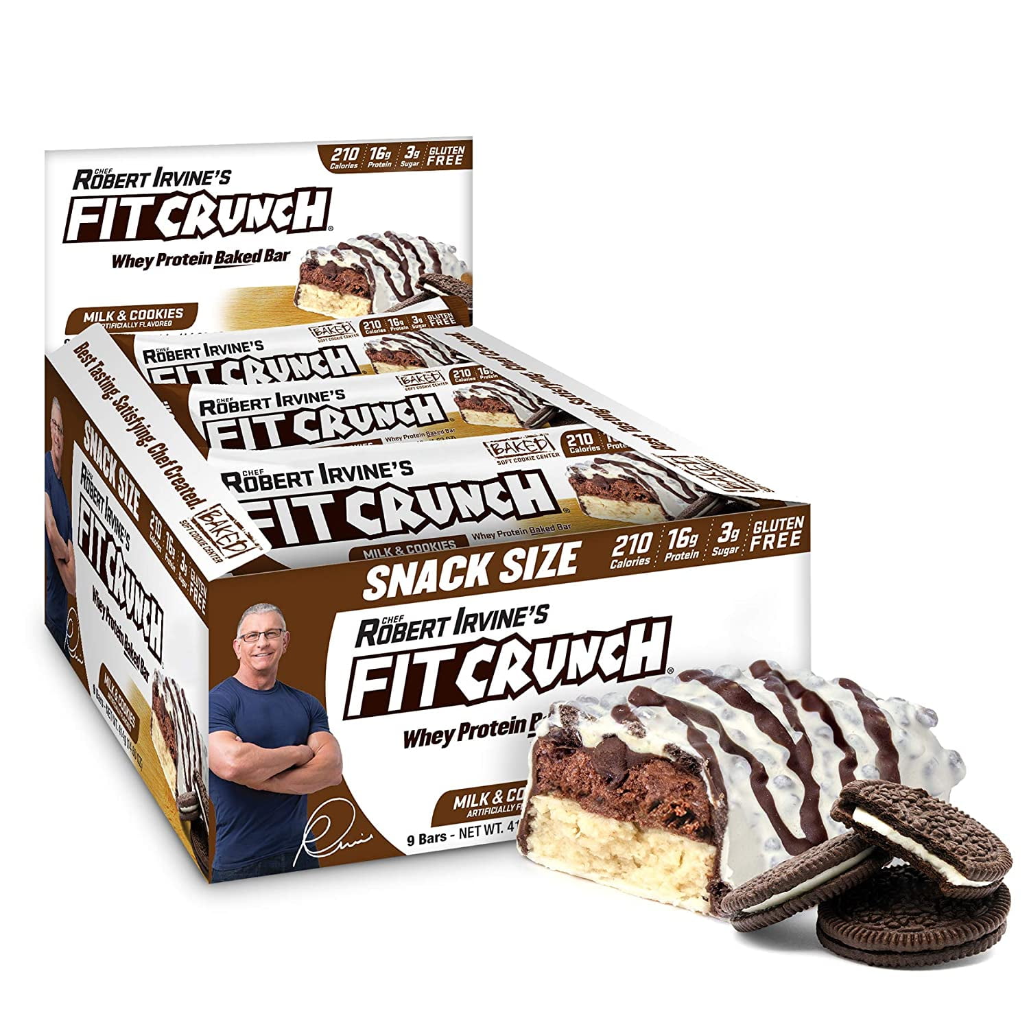 Fit Crunch Snack Size Protein Bar, Milk & Cookies, 16g Protein, 9 ct ...