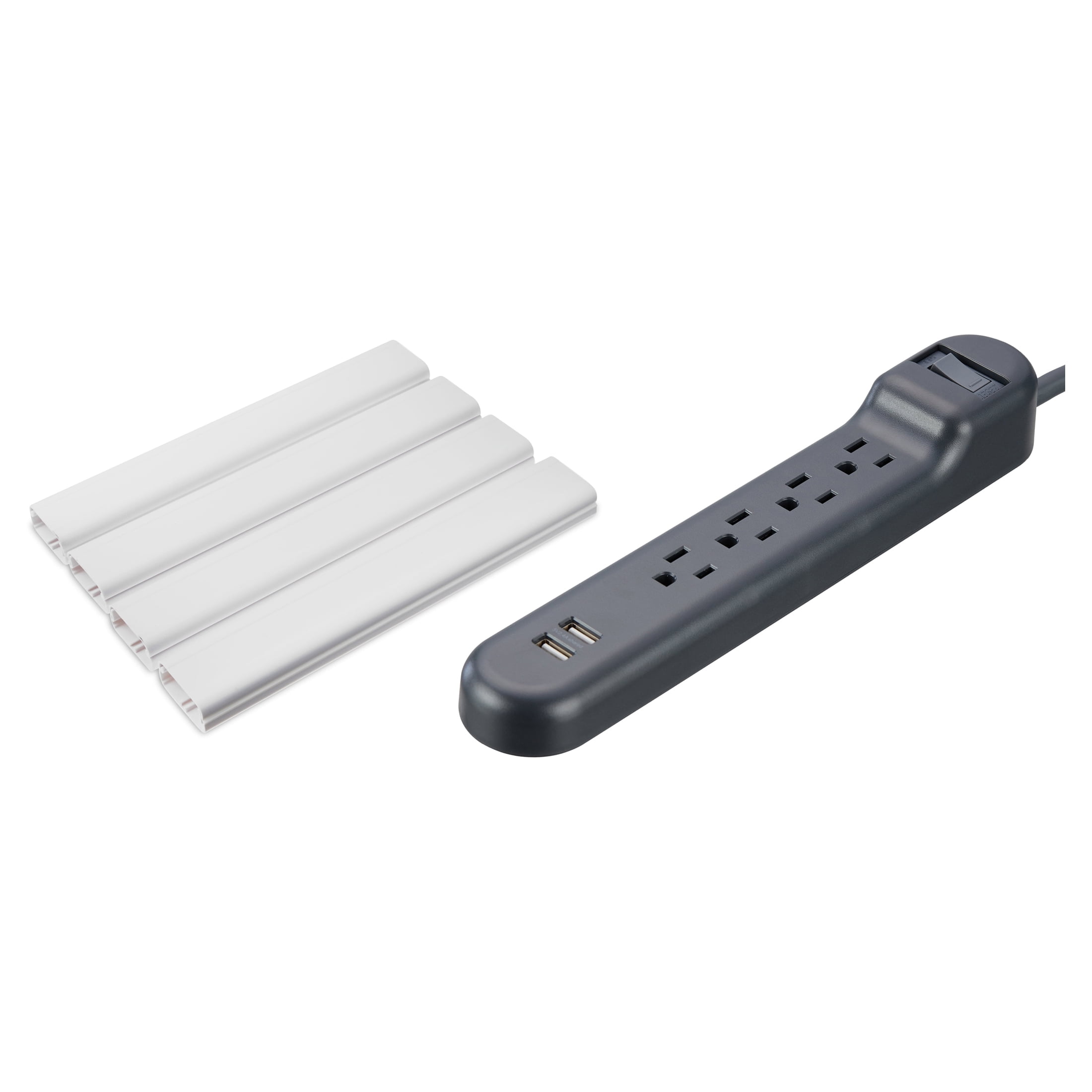 onn. 2.5ft 4 Outlets Surge Protector with Switch & 2 USB Ports- Grey ...