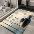 50*80cm Zen Bamboo & Stacked Stone Print Flannel Bath Mat, Non-Slip ...