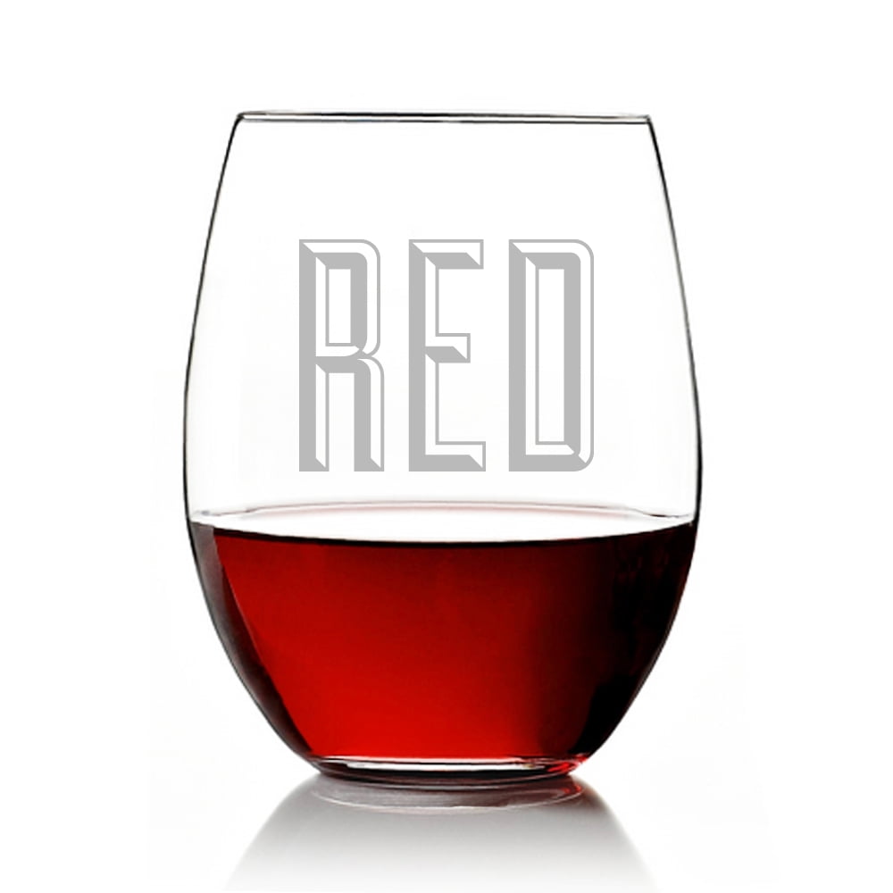 RED Engraved Stemless 15oz Wine Glass - Walmart.com