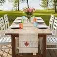 Canada Maple Home Table Runner, Red Leaf Vintage Farmhouse Grey Wooden ...