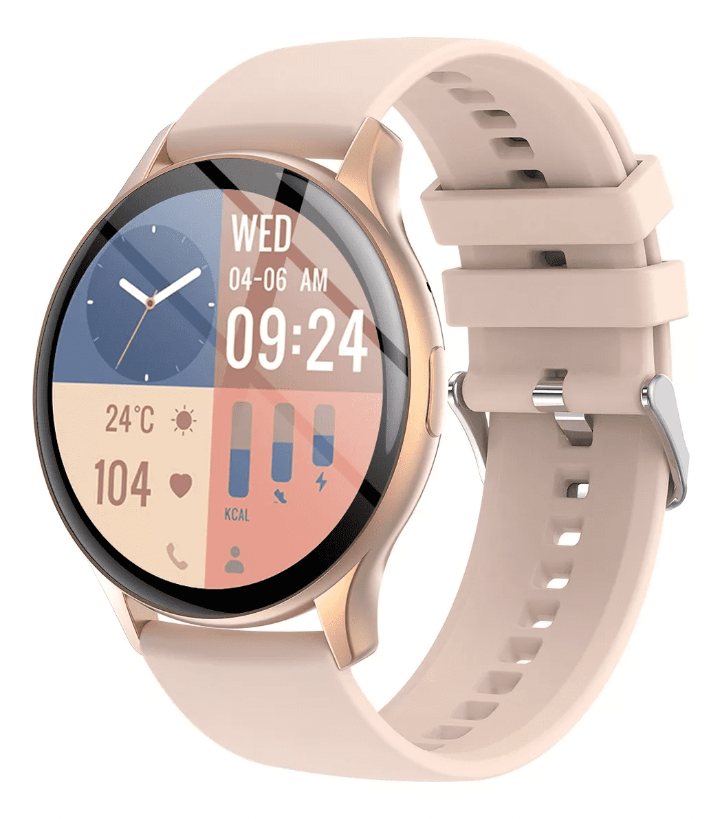 Reloj Inteligente Mujer Con Temperatura Smartwatch beige bisel rosa ...