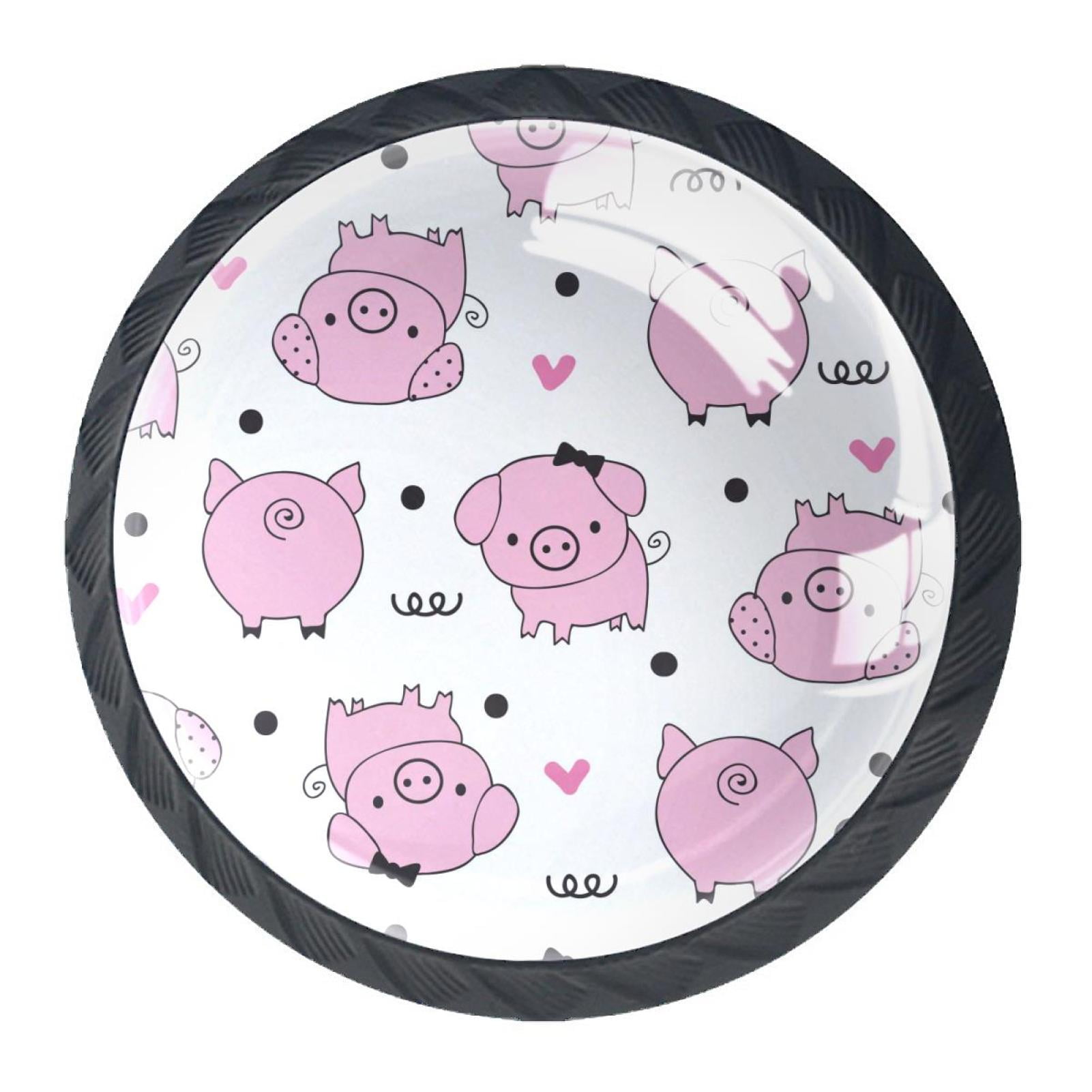 4 Pcs Cartoon Pink Cute Pig Knobs for Kitchen Cabinet Cupboard Dresser ...