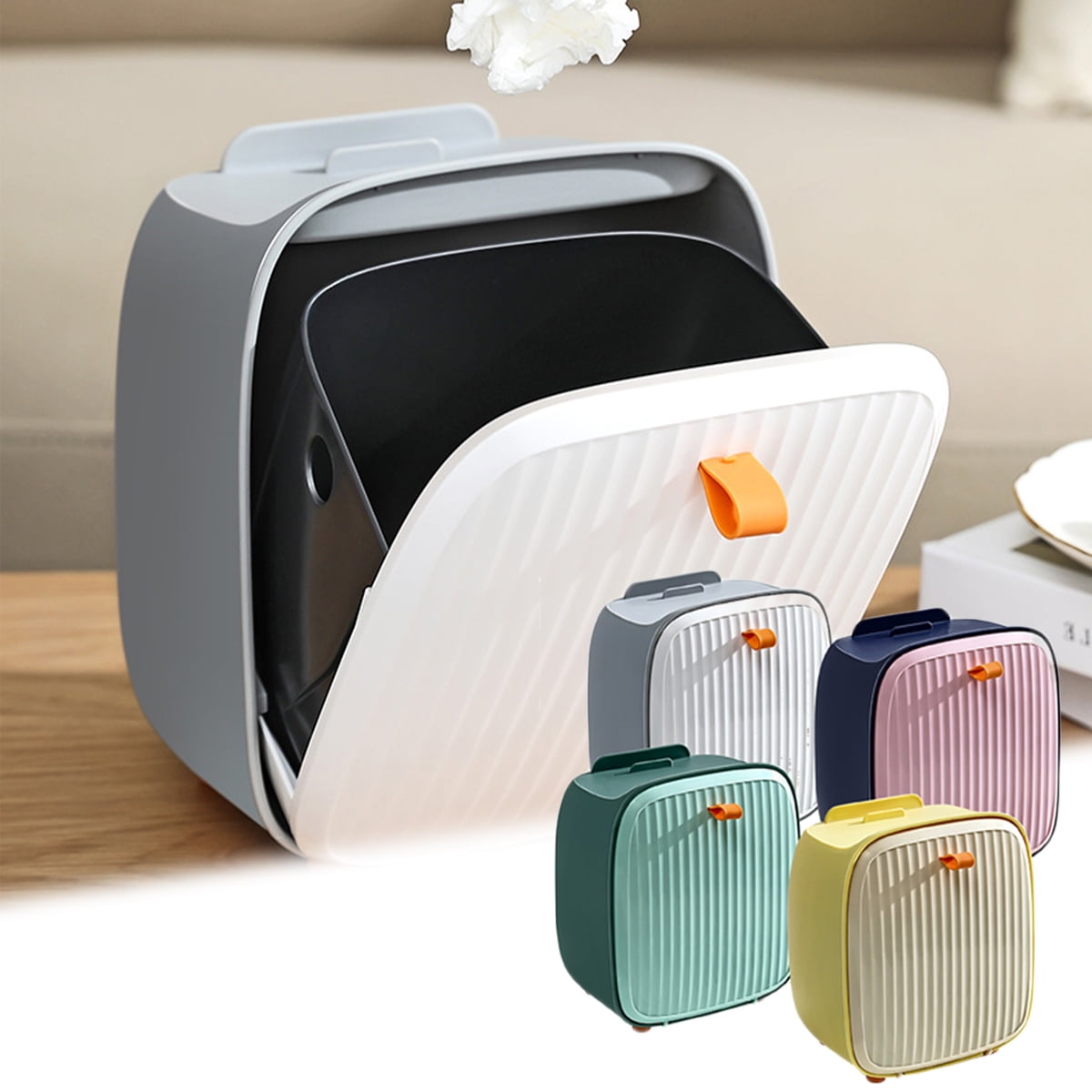 Vnanda Mini Trash Can with Lid, Press-Type with Removable Inner Plastic ...