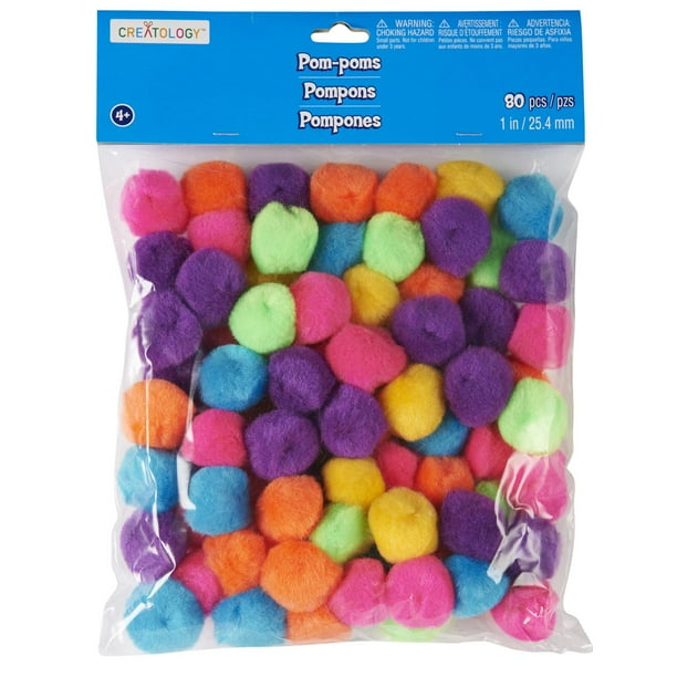 12 Packs: 80 ct. (960 total) 1" Bright Mix Pom Poms by Creatology ...
