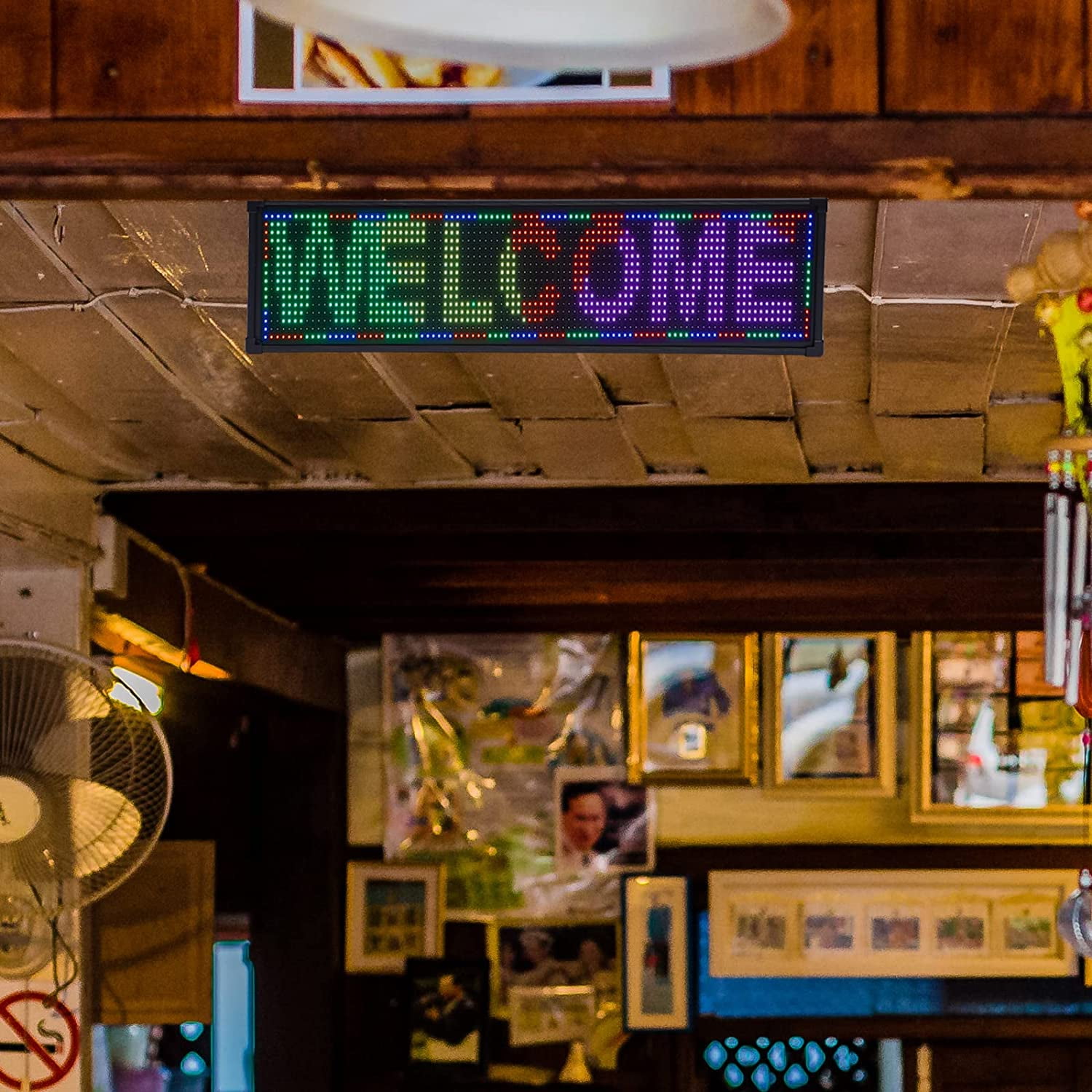 Fichiouy 26"x8" LED Advertising Sign 7 Color Programmable Scrolling ...