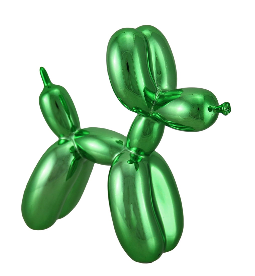 Shiny Green Balloon Dog Metallic Finish Animal Art Sculpture 6 in ...