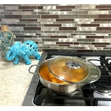 Stainless Steel Low Stockpot with Glass Lid 4.2-qt. (4 L) Soup Pot Low ...