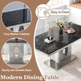 69" Faux Marble Dining Table Set for 6, Modern Polished Stainless Steel ...