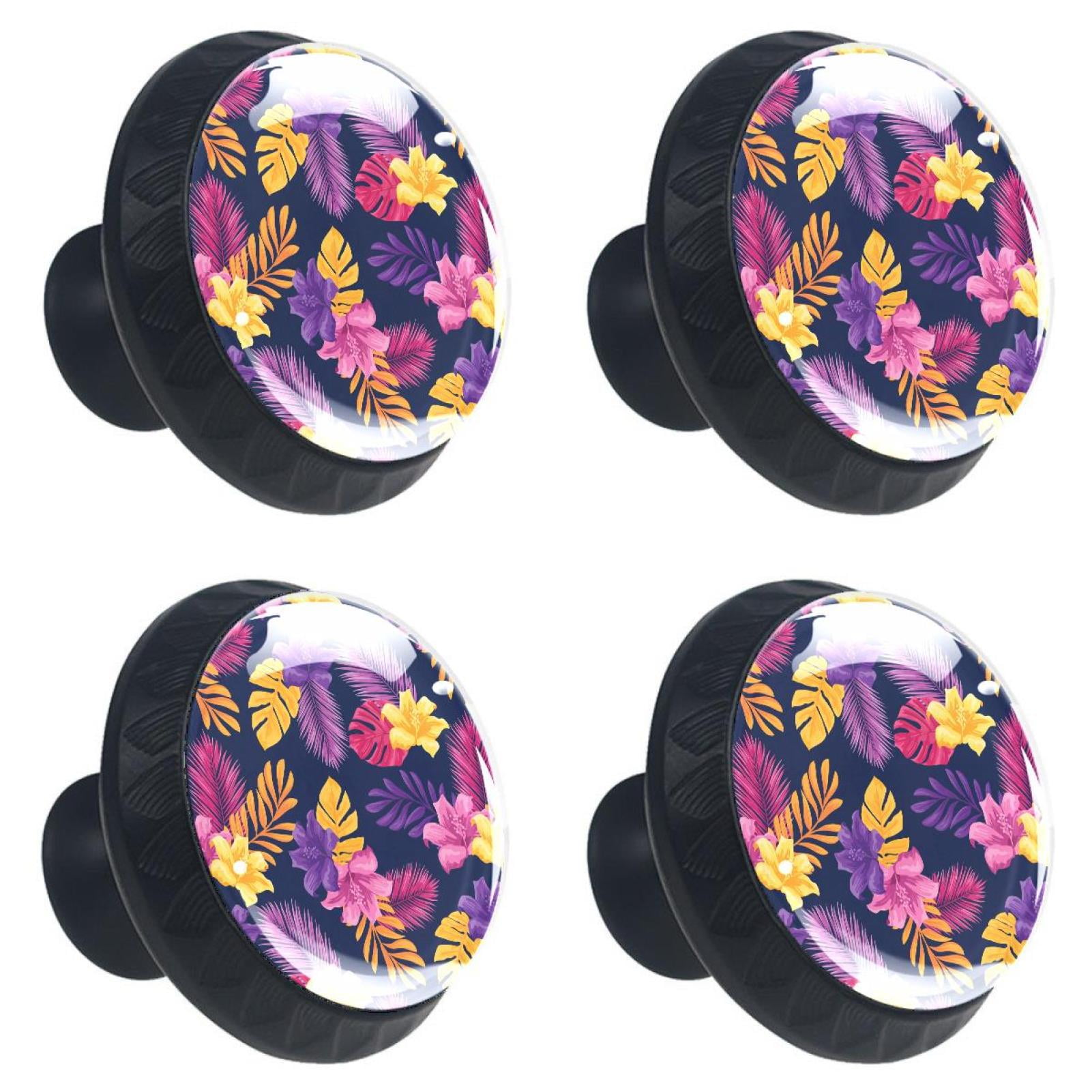 4 Pcs Purple Pink Leaves Knobs for Kitchen Cabinet Cupboard Dresser ...