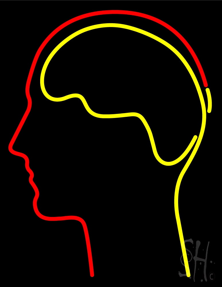 Human Head LED Neon Sign 19 x 15 - inches, Black Square Cut Acrylic ...