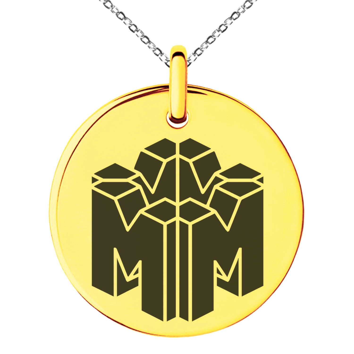 Stainless Steel Letter M Initial 3D Cube Box Monogram Engraved Small ...