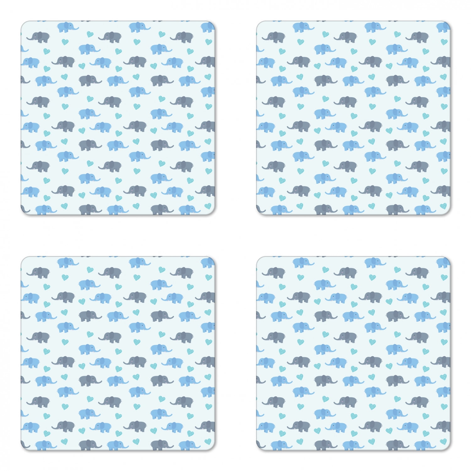 Elephant Coaster Set of 4, Continued Illustration of Large Animals ...