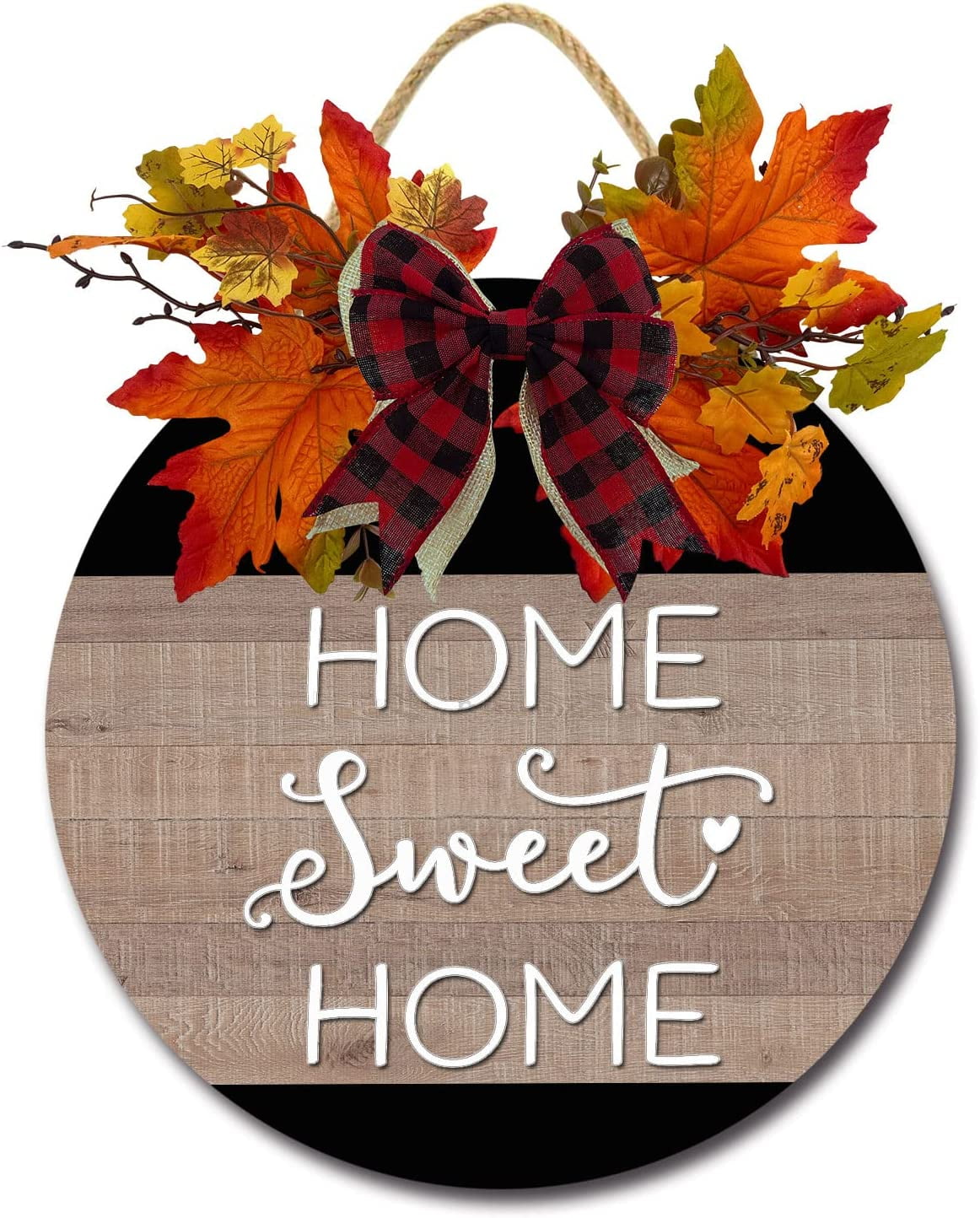 Eveokoki 11" Home Sweet Home Sign Decor Front Door Round Wood Sign ...