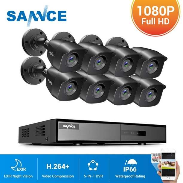 SANNCE 8CH DVR CCTV System 8PCS 2MP IP66 Waterproof Outdoor Security ...