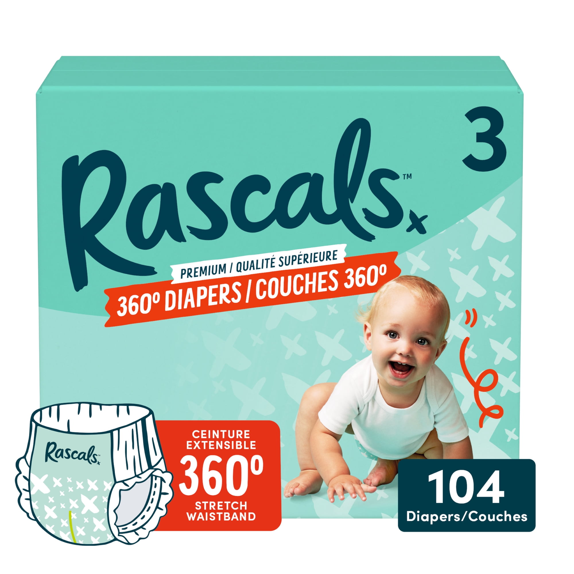 Click here for Rascals Premium 360 Diapers  Size 3  104 Count prices