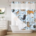 Cartoon Lovely Pets Fish Bubbles No Hook Shower Curtain with Snap in ...