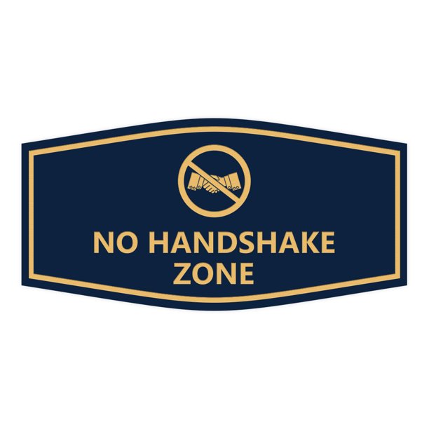 Fancy No Handshake Zone Sign (Navy Blue/Gold) - Small - Walmart.com