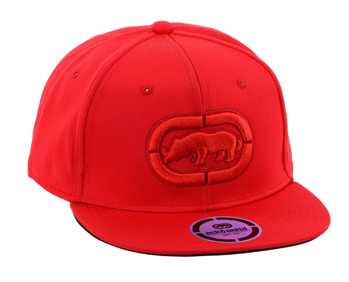 Ecko Unltd Men's Flat Bill Adjustable Snap Back Baseball Hat Red ...