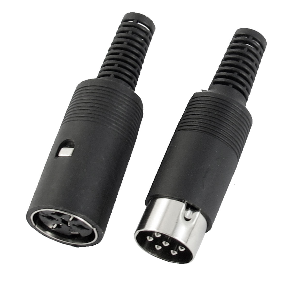 Unique Bargains Pair Black Plastic Male + Female 6 Pins DIN Audio Video ...