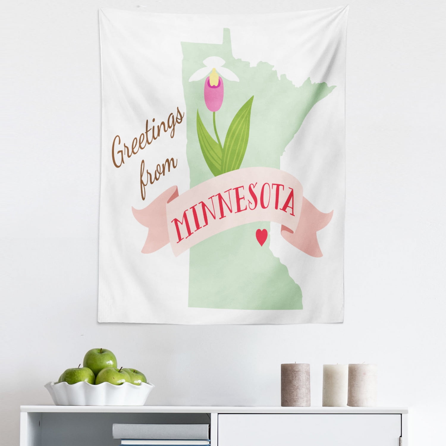 Minnesota Tapestry, Greetings from Minnesota Lettering with Endemic ...