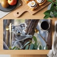 Animals Cute Koala Cotton Linen Placemats Set of 6, Brown Tree Green ...