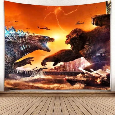 Godzilla Tapestry Godzilla Vs King Kong Poster Funny Tapestries Movie ...