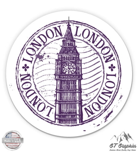 London Travel Stamp Big Ben - 12" Vinyl Sticker Waterproof Decal ...