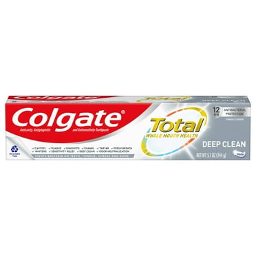 Colgate Total Clean Mint Whitening Toothpaste, Sensitive, 2 Pack, 5.1 ...