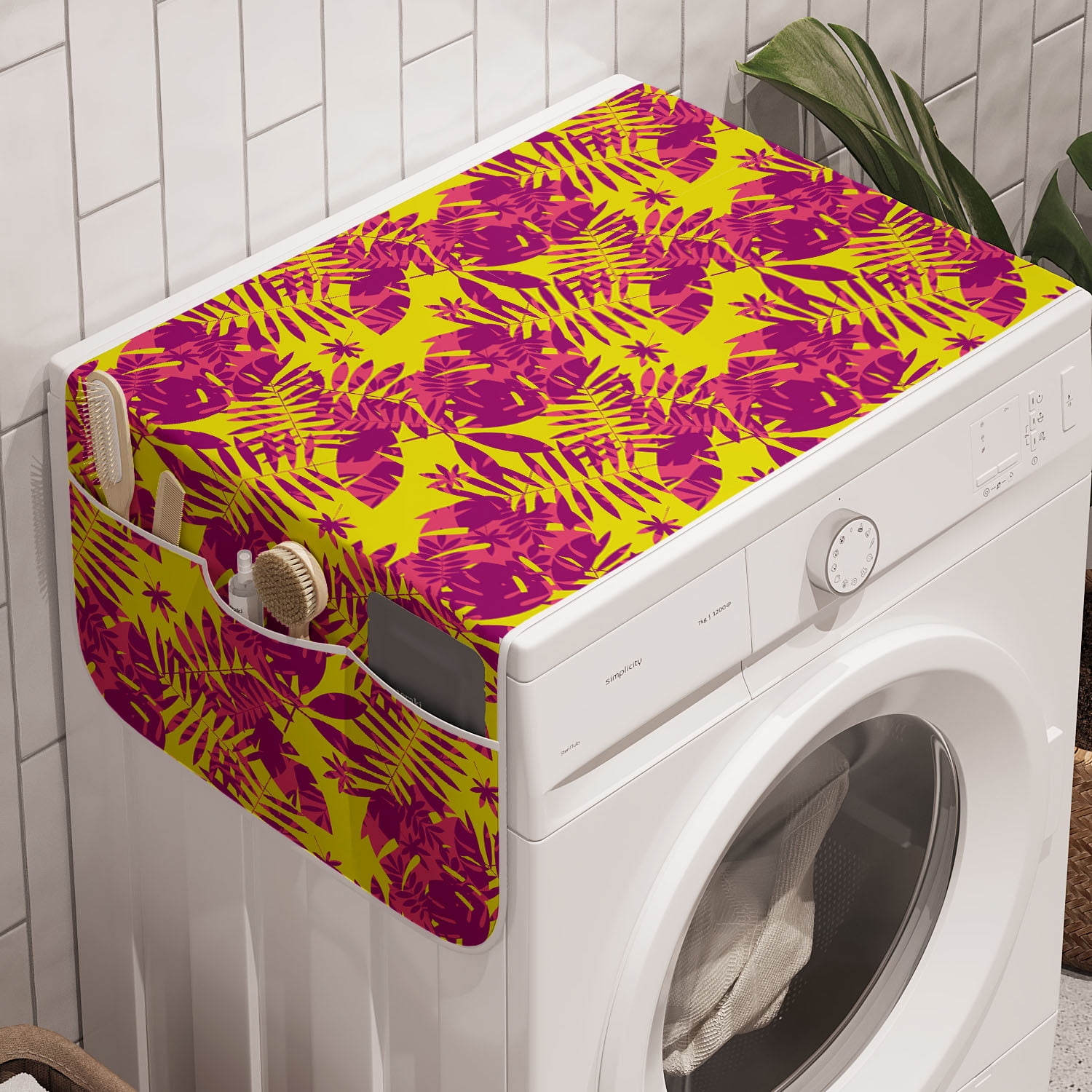 Exotic Washing Machine Organizer, Modern Pattern with Vibrant Tropical ...