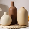 Large Brown Rustic Ceramic Vase Set of 3 for Farmhouse Décor with ...