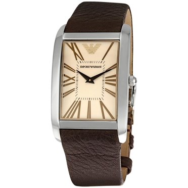 Emporio Armani Men's Classic Chronograph Cream Face Brown Leather Strap ...