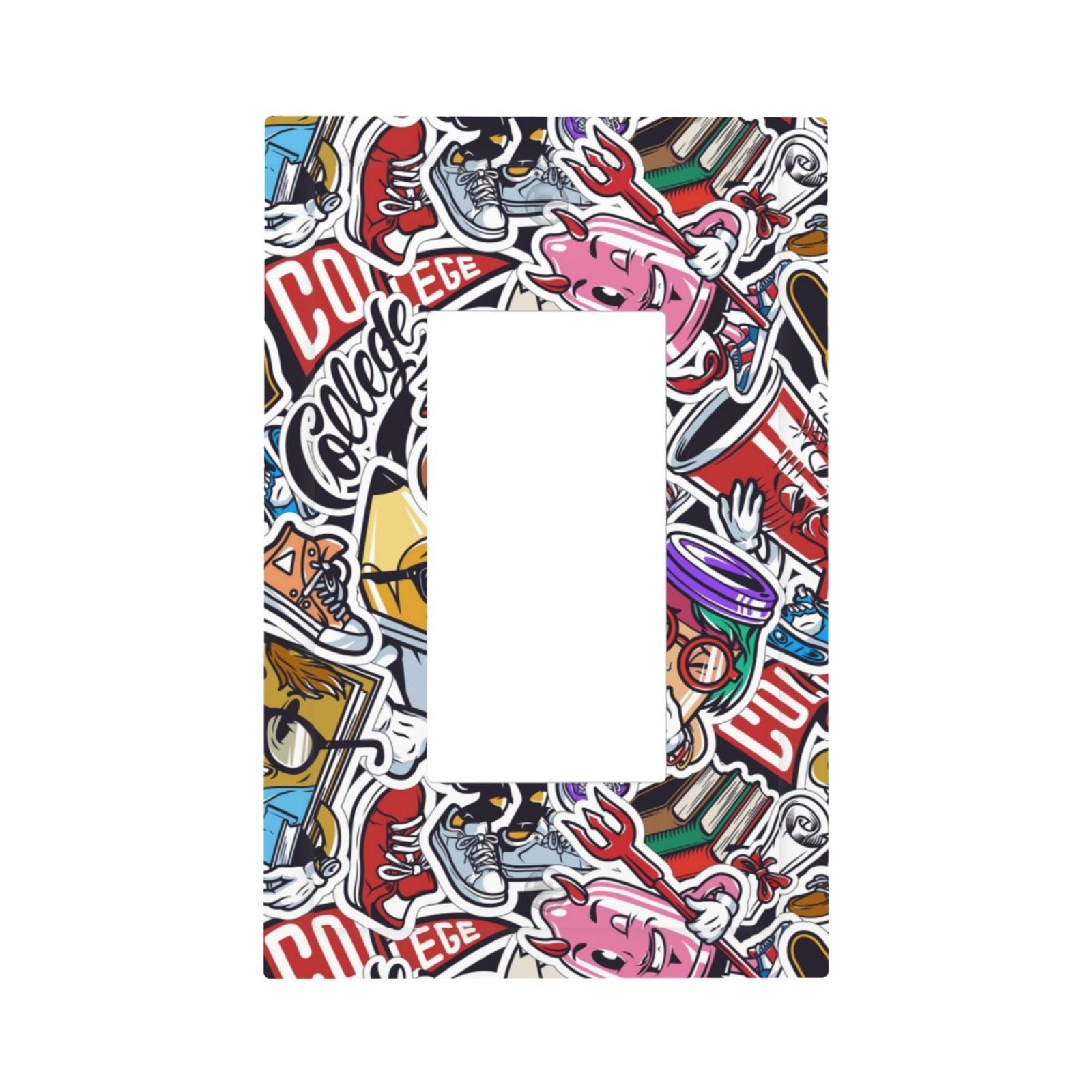 DouZhe 1-Gang Decorator/Rocker Wallplate, Vintage College Colorful ...