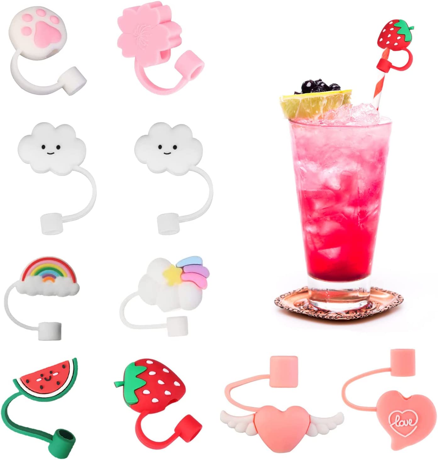 10Pcs Straw Tips Cover Straw Covers Cap for Reusable Straws Cloud Shape ...