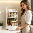 2 Tier Storage Rack Metal Turntable Organizer 360 Swivel Spice Holder ...