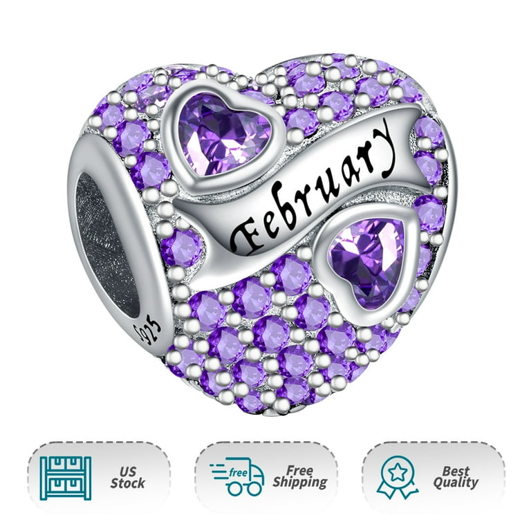 Birthstone Paved Charms for Pandora Charm Bracelets Necklaces 925 Sterling Silver Heart Bead Charms Walmart