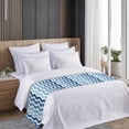 Blue Gradient Bed Runner Scarf, Water Ripple Striped Modern Full Bed ...