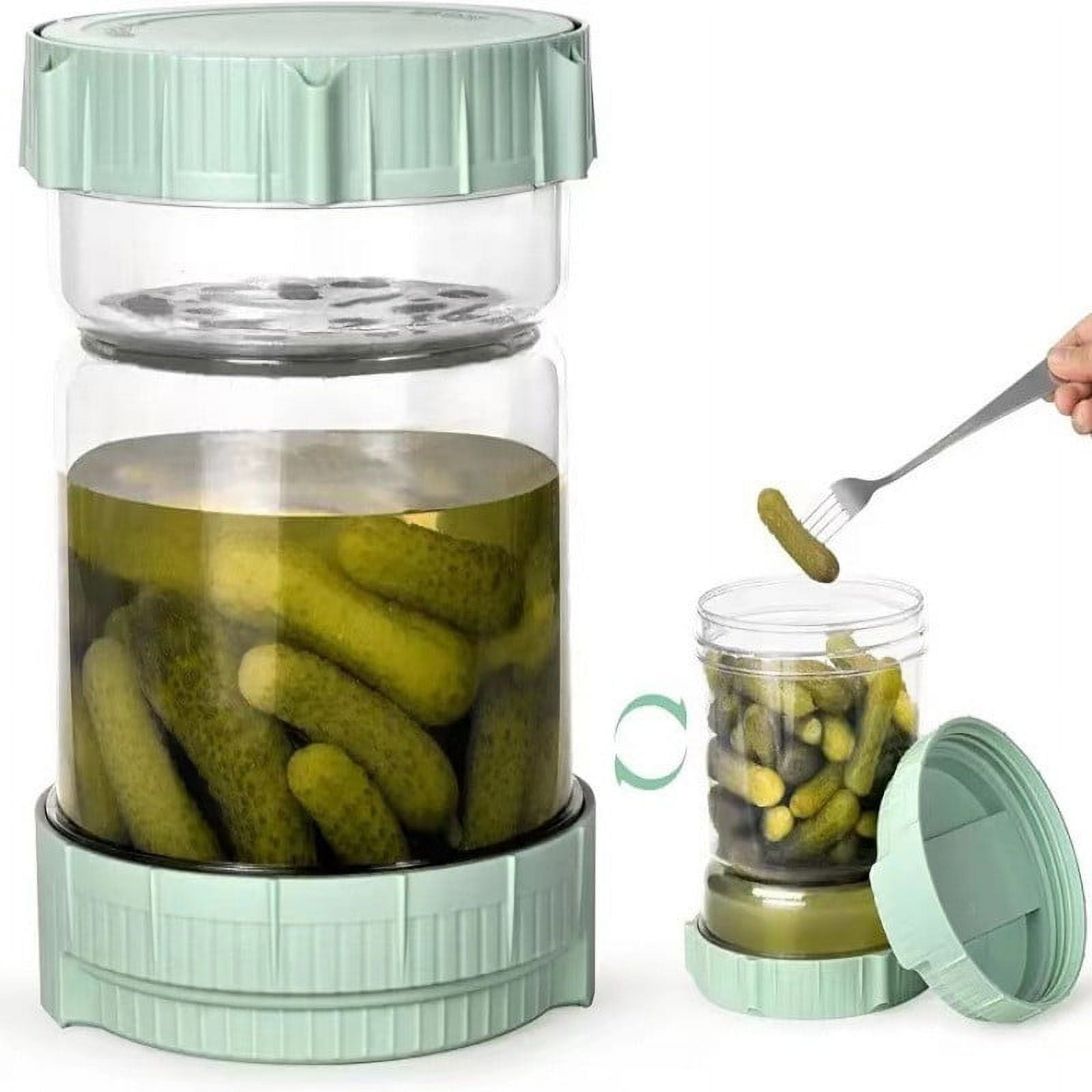Pickle jar with strainer flip lid, 50 oz pickle container with strainer ...